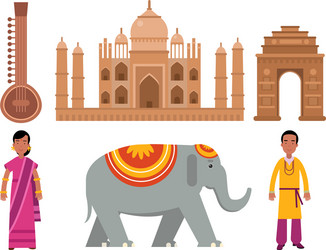 Indian traditional symbols with lotus flower Vector Image