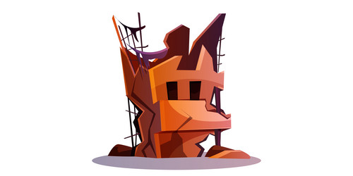 Cartoon destroyed city building after natural Vector Image