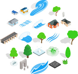 Green land icon set isometric style Royalty Free Vector