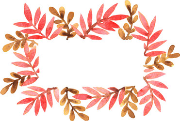 Red fern on rectangle frame watercolor Royalty Free Vector