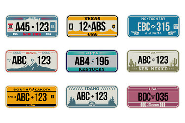 Car Number Plate USA Vector Images (over 200)