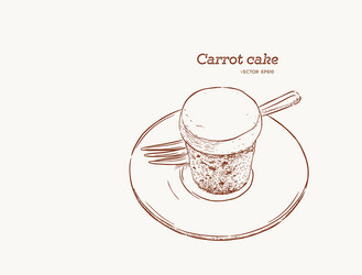 Carrot cake hand draw sketch Royalty Free Vector Image