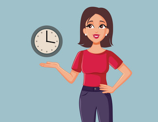 Adult woman holding a clock conceptual Royalty Free Vector