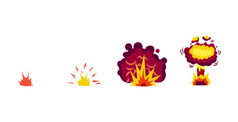 Cartoon spark explosion animation frame set Vector Image