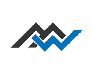 Letter m and w logo geometric mountains mw Vector Image