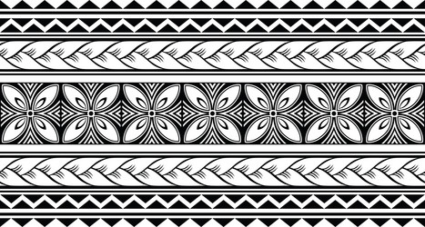 Set of polynesian tribal tattoo borders Royalty Free Vector