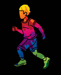 A boy running child runner cartoon action graphic Vector Image