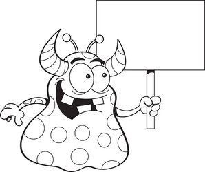 Cartoon alien holding a sign Royalty Free Vector Image