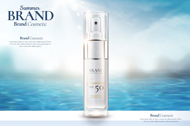 Cosmetic spray bottle ads Royalty Free Vector Image