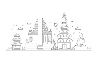 Bali thin line art Royalty Free Vector Image - VectorStock
