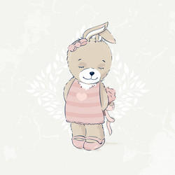 Cute little rabbit cartoon sitting Royalty Free Vector Image