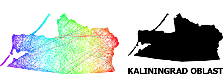 Solid and wire frame map kaliningrad region Vector Image