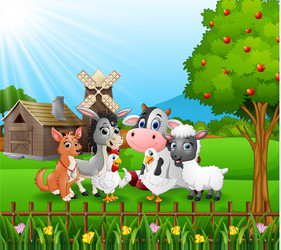 Background scene with red barn on farm Royalty Free Vector