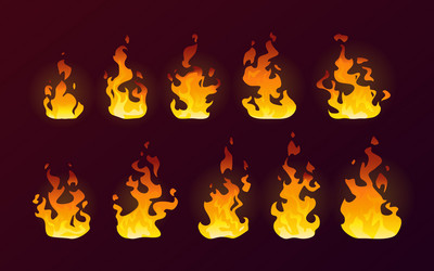 Cartoon fire flame sheet sprite animation Vector Image