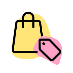 Price tag attached on a display bag Royalty Free Vector