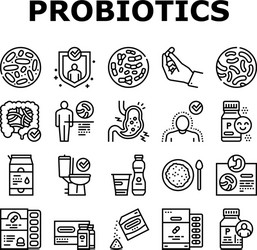 Probiotics bacterium onboarding icons set Vector Image
