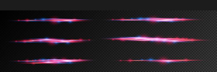 Horizontal light rays flash red line Royalty Free Vector