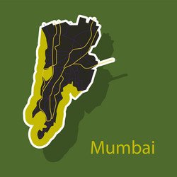 Sticker map of mumbai Royalty Free Vector Image