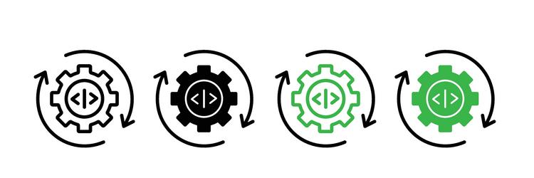 Code optimization icon set web development coding Vector Image