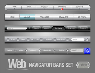 Set of 8 navigation bar for website Royalty Free Vector