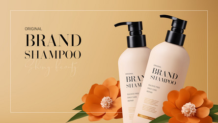 Promo banner for shampoo ad Royalty Free Vector Image