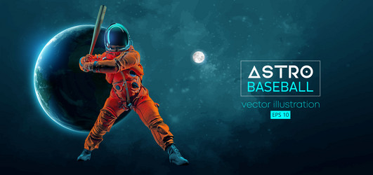 Baseball player astronaut in space action Vector Image