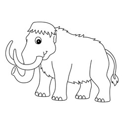 Mammoth animal coloring page for kids Royalty Free Vector