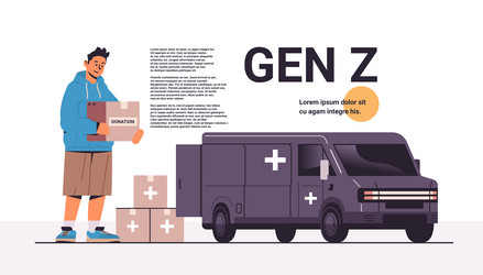 People loading donation help boxes with medical Vector Image