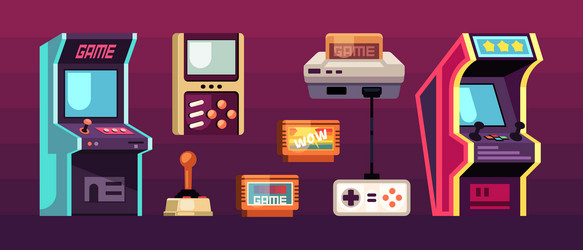 Retro game menu 8 bit style game machine Vector Image