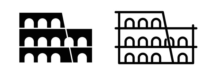 Colosseum icon set roman architecture travel Vector Image