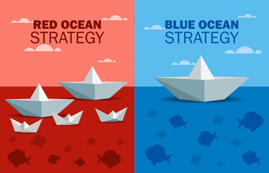 Red ocean and blue strategy concept Royalty Free Vector
