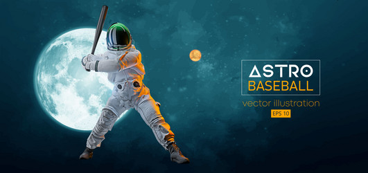Baseball player astronaut in space action Vector Image