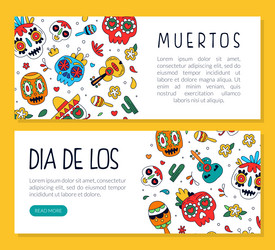 Dia de los muertos banner day of the dead Vector Image