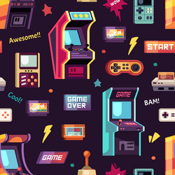 Retro game menu 8 bit retro style game machine Vector Image