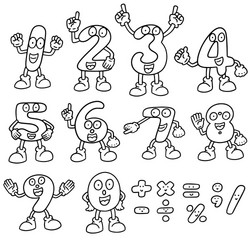 Set of number cartoon Royalty Free Vector Image