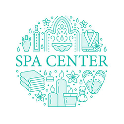Spa center banner with flat line Royalty Free Vector Image