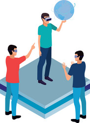 Virtual reality technology experience cartoon Vector Image