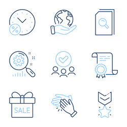 Clapping hands search files and statistics Vector Image