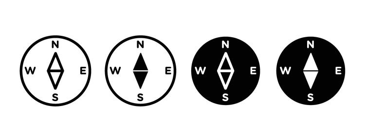 Compass icon set circle map orientation logo Vector Image