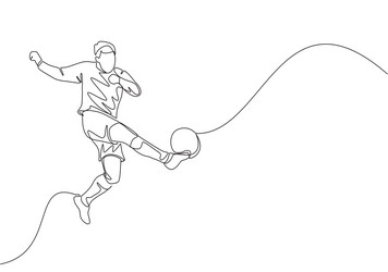 One single line drawing young happy man Royalty Free Vector