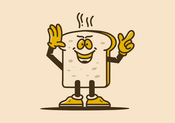 Mascot design of white bread with hands and feet Vector Image