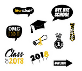 Graduation party design elements and photo Vector Image