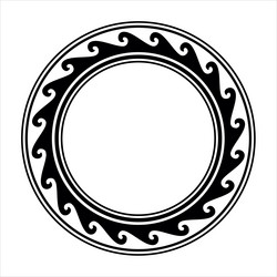 Round wave border frame maori design Royalty Free Vector