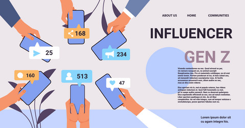 Social media influencers using smartphones Vector Image