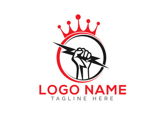 Fist male hand power logo Royalty Free Vector Image