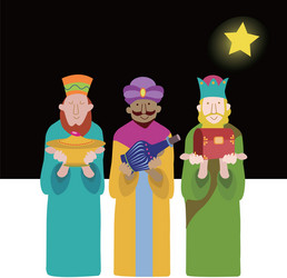 Baby jesus gifts from the three magic kings Vector Image