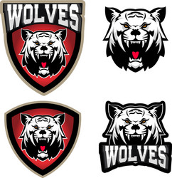 Wolves sport team logo template mascot Royalty Free Vector