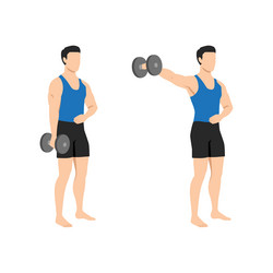 Man doing one arm side lateral raises shoulder Vector Image
