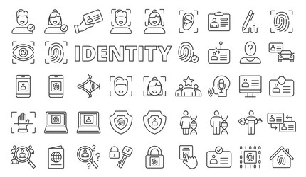 Set of identity icons in line design blue Vector Image