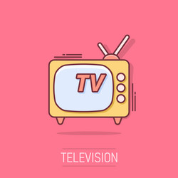 Cartoon tv icon in comic style television sign Vector Image